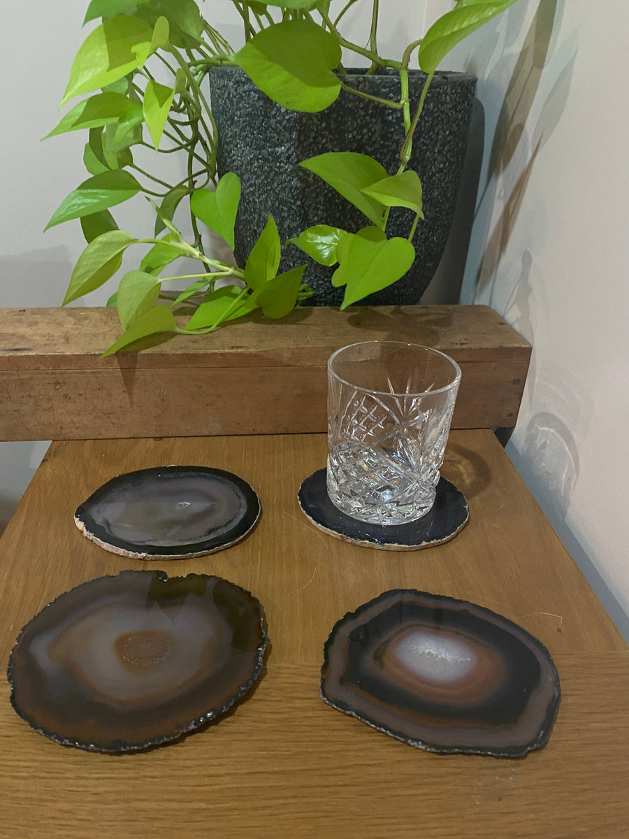 Natural polished Agate Slice drink coasters - Set of 4 – Evolving Earth ...