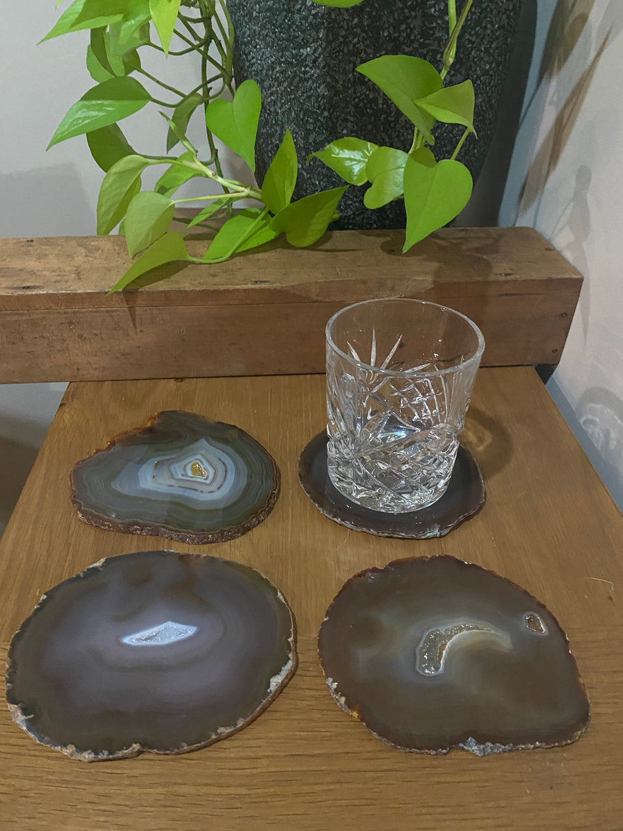 Natural polished Agate Slice drink coasters - Set of 4 – Evolving Earth ...