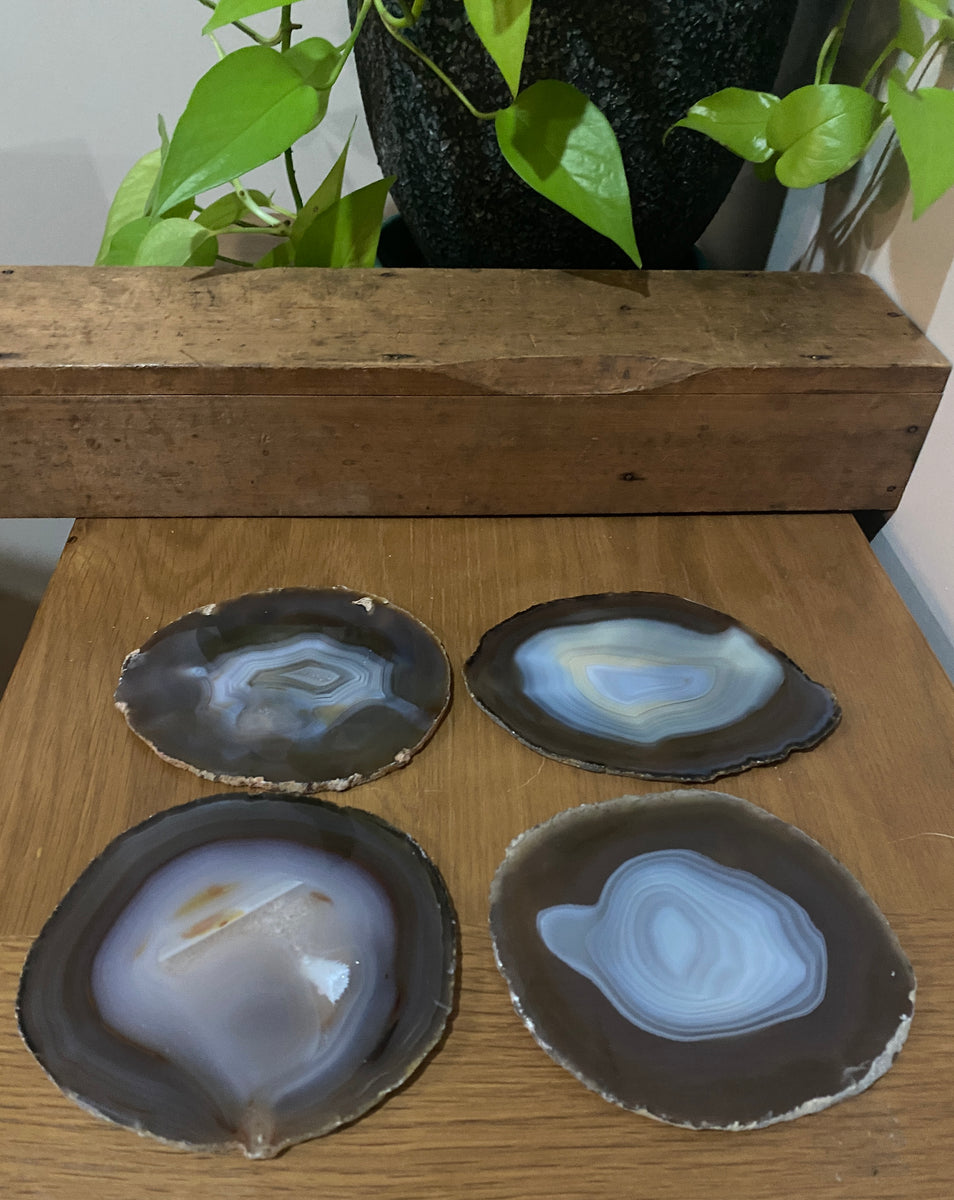 Natural polished Agate Slice drink coasters - Set of 4 – Evolving Earth ...