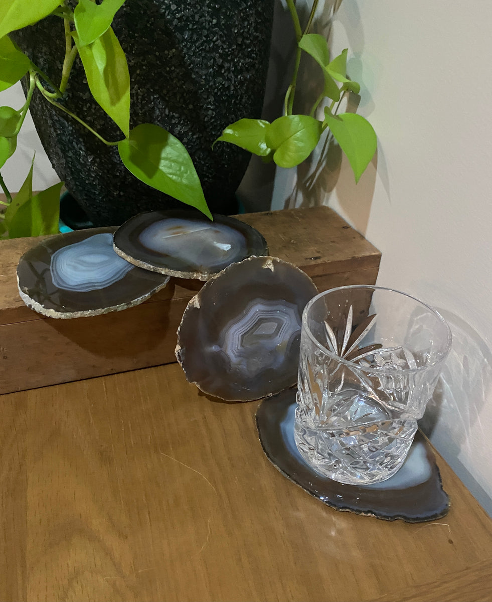 Natural polished Agate Slice drink coasters - Set of 4 – Evolving Earth ...