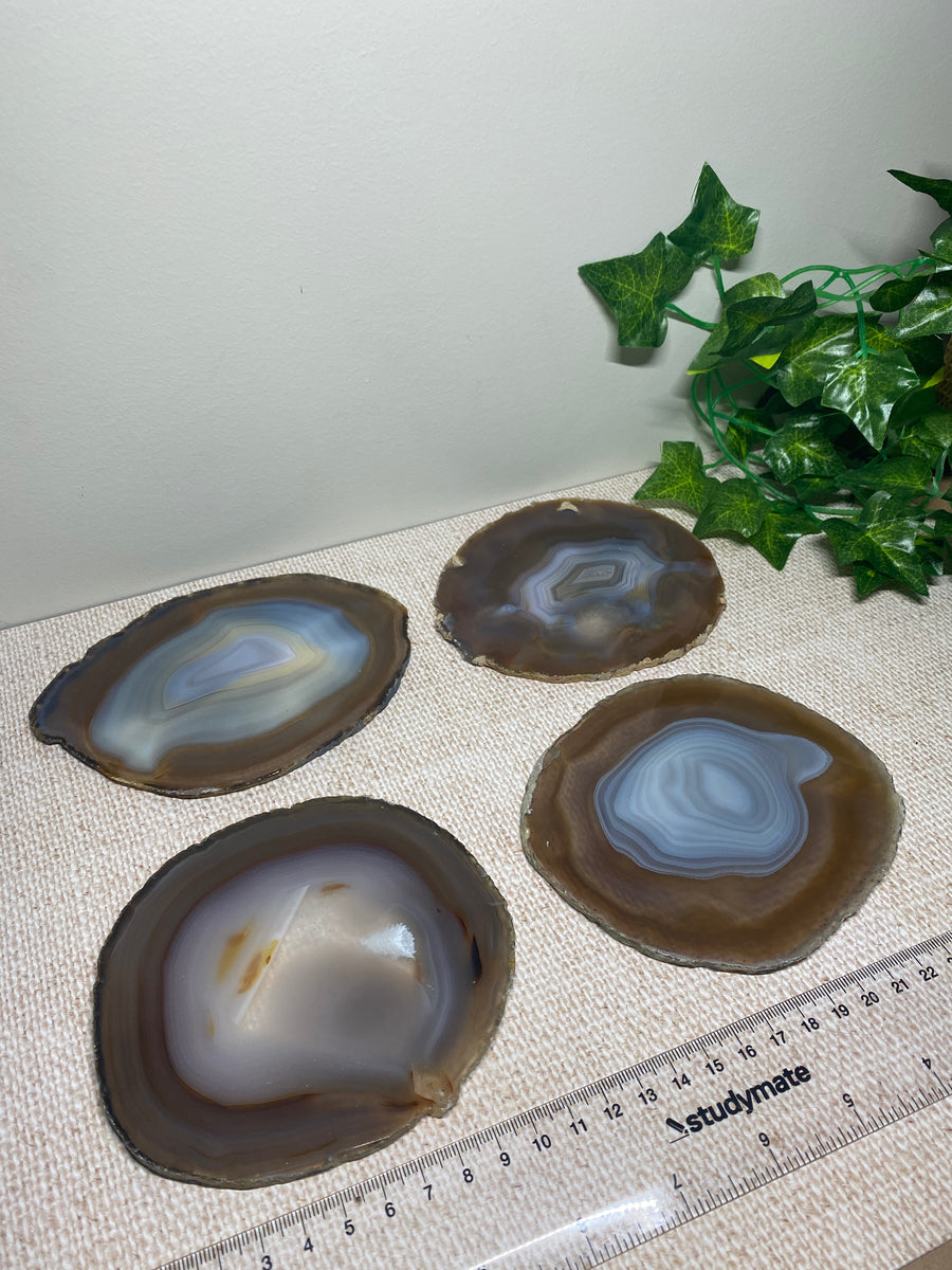 Natural polished Agate Slice drink coasters - Set of 4 – Evolving Earth ...
